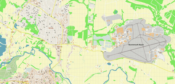 Bournemouth UK Map Vector City Plan High Detailed Street Map editable ...