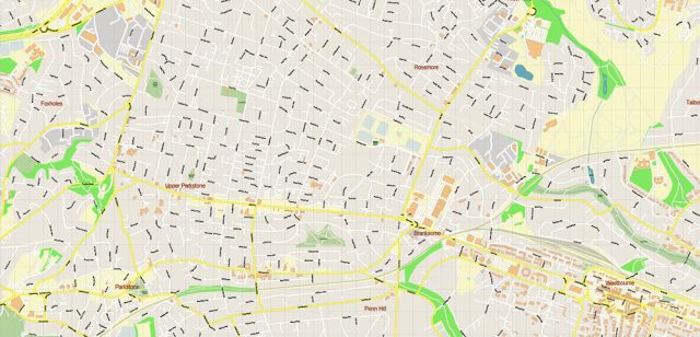 Bournemouth UK Map Vector City Plan High Detailed Street Map editable ...