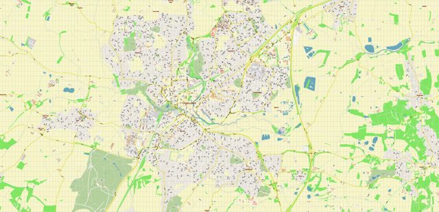 Chelmsford UK Map Vector City Plan High Detailed Street Map editable ...