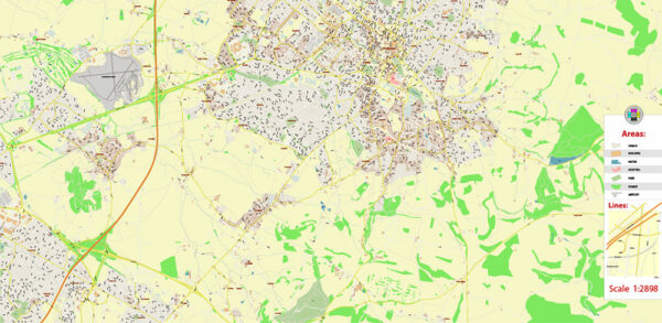 Cheltenham UK PDF Vector Map: City Plan High Detailed Street Map ...