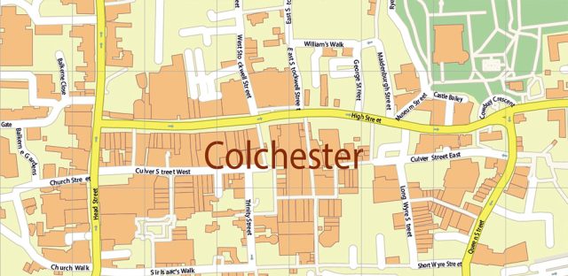 Colchester UK Map Vector City Plan High Detailed Street Map editable ...