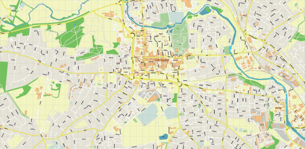 Colchester UK Map Vector City Plan High Detailed Street Map editable ...