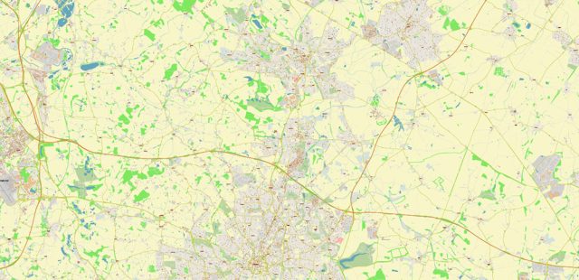 Coventry UK Map Vector City Plan High Detailed Street Map editable ...