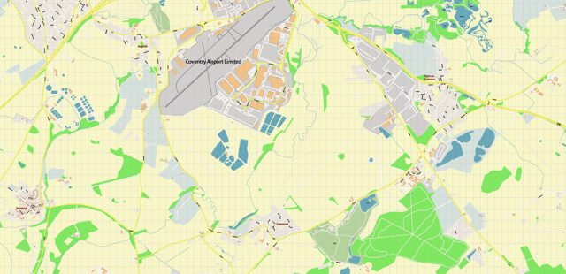 Coventry UK Map Vector City Plan High Detailed Street Map editable ...