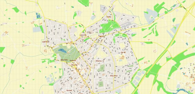 Coventry UK Map Vector City Plan High Detailed Street Map editable ...