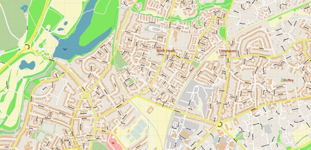 Crawley + Gatwick Airport UK Map Vector City Plan High Detailed Street ...