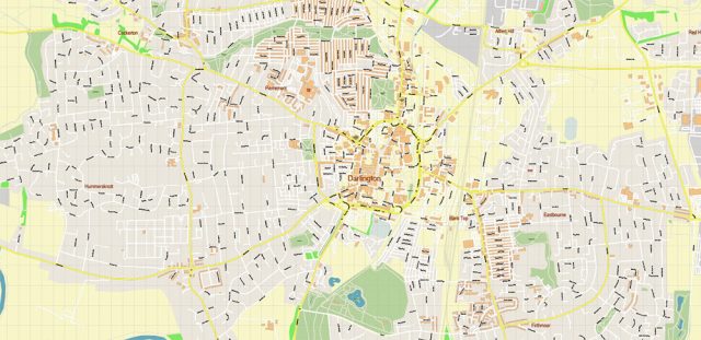 Darlington UK Map Vector City Plan High Detailed Street Map editable ...