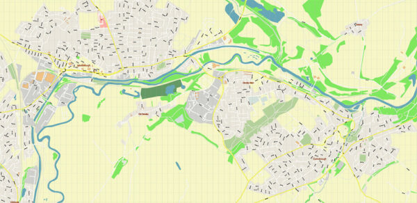 Doncaster UK PDF Vector Map: City Plan High Detailed Street Map ...