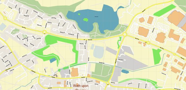Doncaster UK PDF Vector Map: City Plan High Detailed Street Map ...