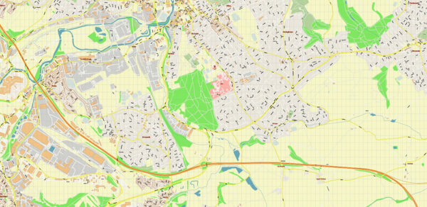 Doncaster UK PDF Vector Map: City Plan High Detailed Street Map ...
