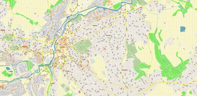 Doncaster UK PDF Vector Map: City Plan High Detailed Street Map ...