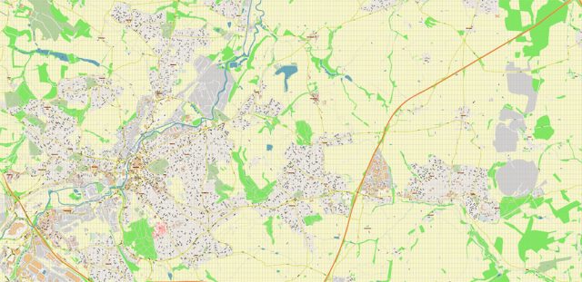 Doncaster UK PDF Vector Map: City Plan High Detailed Street Map ...