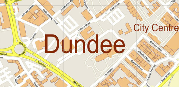 Dundee UK PDF Vector Map: City Plan High Detailed Street Map editable ...