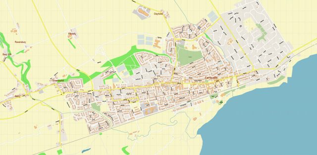 Dundee UK PDF Vector Map: City Plan High Detailed Street Map editable ...
