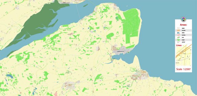 Dundee UK PDF Vector Map: City Plan High Detailed Street Map editable ...