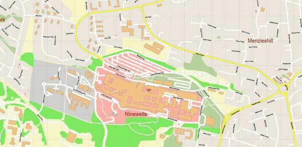 Dundee UK PDF Vector Map: City Plan High Detailed Street Map editable ...