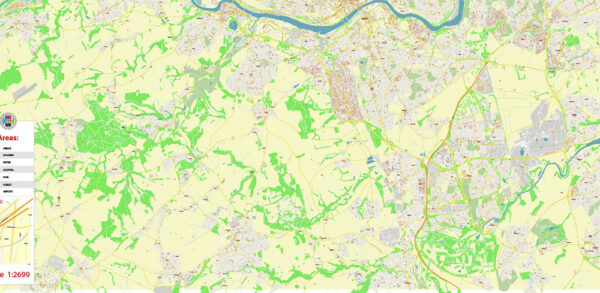 Gateshead UK PDF Vector Map: City Plan High Detailed Street Map ...