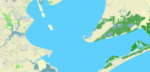 Houston Texas US + Zipcodes Areas Map Vector City Plan High Detailed ...