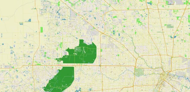 Houston Texas US + Zipcodes Areas Map Vector City Plan High Detailed ...
