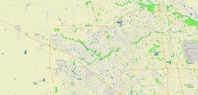 Houston Texas US + Zipcodes Areas Map Vector City Plan High Detailed ...