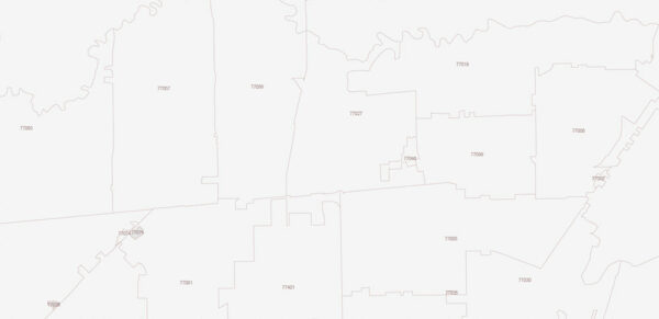 Houston Texas US + Zipcodes Areas Map Vector City Plan High Detailed ...
