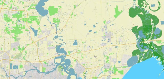 Houston Texas US + Zipcodes Areas Map Vector City Plan High Detailed ...