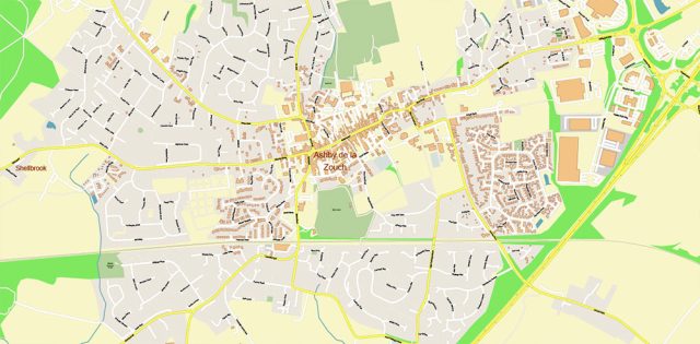 Leicester UK PDF Vector Map: City Plan High Detailed Street Map ...