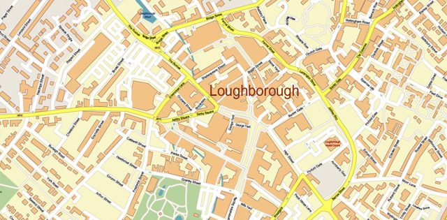 Leicester UK PDF Vector Map: City Plan High Detailed Street Map ...
