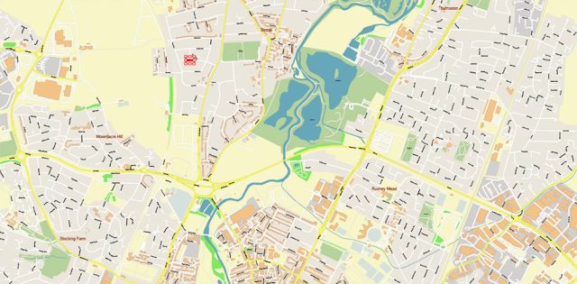 Leicester UK Map Vector City Plan High Detailed Street Map editable ...