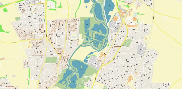 Leicester UK Map Vector City Plan High Detailed Street Map editable ...