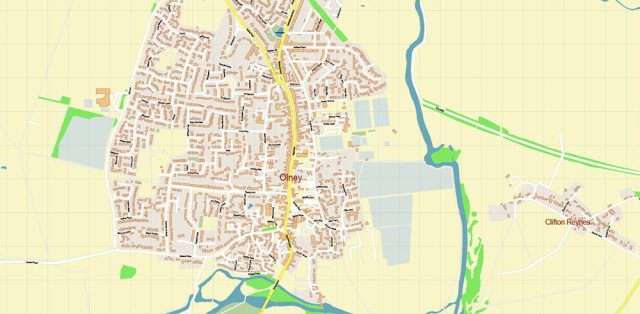 Luton + Milton Keynes + Bedford + Bletchley UK PDF Vector Map: City ...