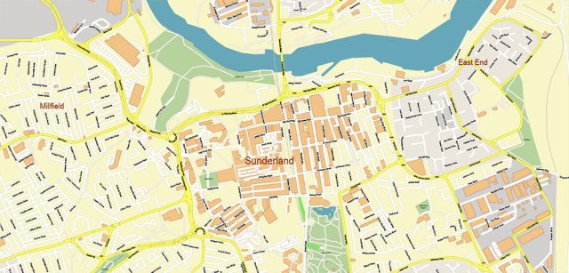 Newcastle Upon Tyne UK PDF Vector Map: City Plan High Detailed Street ...