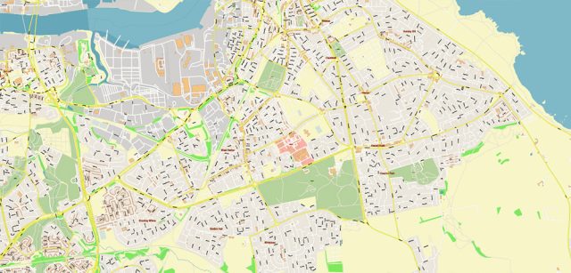 Newcastle Upon Tyne UK PDF Vector Map: City Plan High Detailed Street ...
