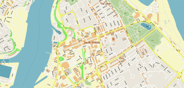 Newcastle Upon Tyne UK PDF Vector Map: City Plan High Detailed Street ...