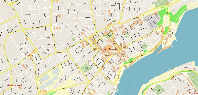 Newcastle Upon Tyne UK PDF Vector Map: City Plan High Detailed Street ...