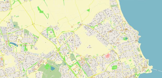 Newcastle Upon Tyne UK PDF Vector Map: City Plan High Detailed Street ...