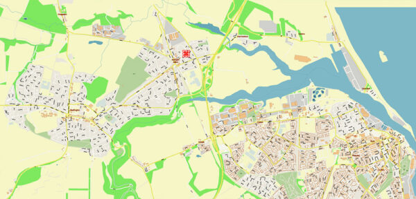 Newcastle Upon Tyne UK Map Vector City Plan High Detailed Street Map ...
