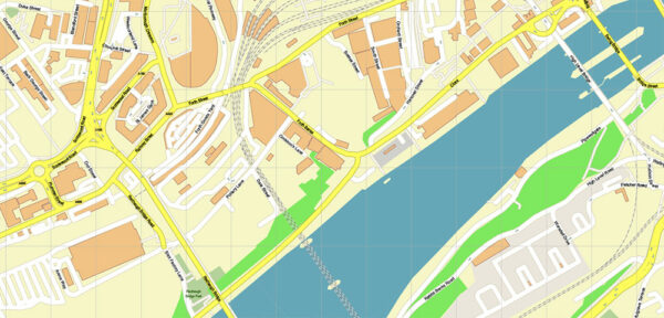 Newcastle Upon Tyne UK PDF Vector Map: City Plan High Detailed Street ...