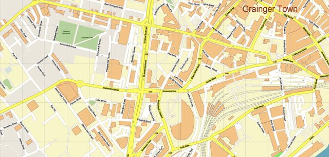 Newcastle Upon Tyne UK PDF Vector Map: City Plan High Detailed Street ...