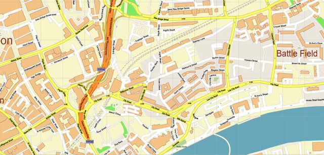 Newcastle Upon Tyne UK PDF Vector Map: City Plan High Detailed Street ...
