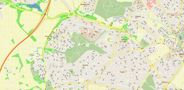 Nottingham + Derby UK Map Vector City Plan High Detailed Street Map ...