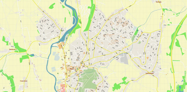 Nottingham + Derby UK PDF Vector Map: City Plan High Detailed Street ...
