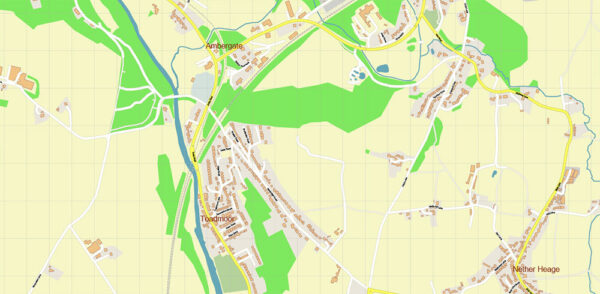 Nottingham + Derby UK PDF Vector Map: City Plan High Detailed Street ...