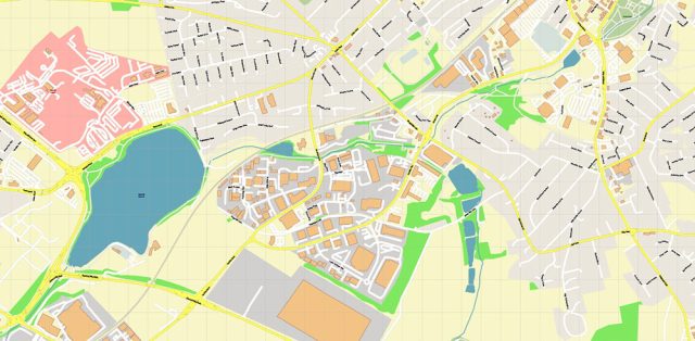 Nottingham + Derby UK PDF Vector Map: City Plan High Detailed Street ...