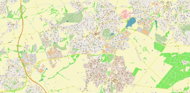 Nottingham + Derby UK PDF Vector Map: City Plan High Detailed Street ...