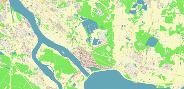 Riga + Jurmala Latvia Map Vector City Plan High Detailed Street Map ...