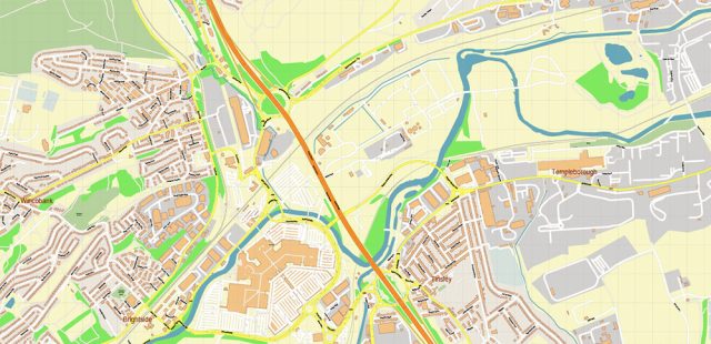 Sheffield Area UK PDF Vector Map: City Plan High Detailed Street Map ...