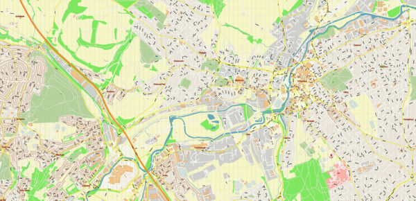 Sheffield Area UK Map Vector City Plan High Detailed Street Map ...