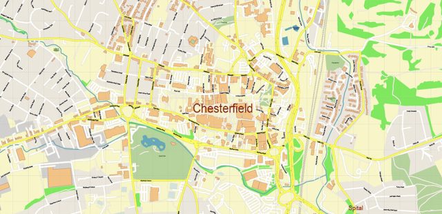Sheffield Area UK PDF Vector Map: City Plan High Detailed Street Map ...