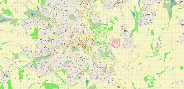 Sheffield Area UK Map Vector City Plan High Detailed Street Map ...